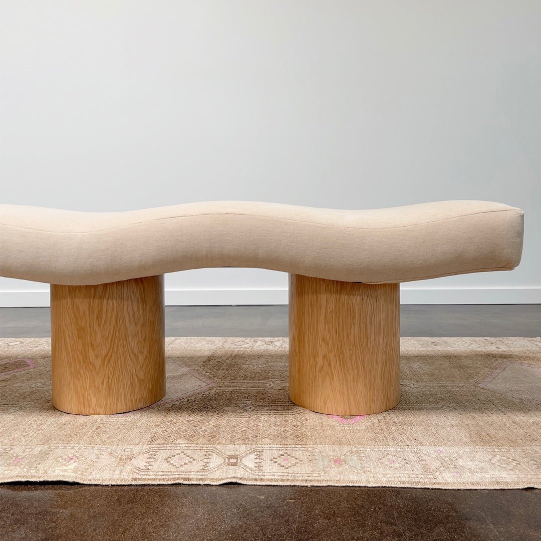 Ripple Bench with Oak Drum Legs